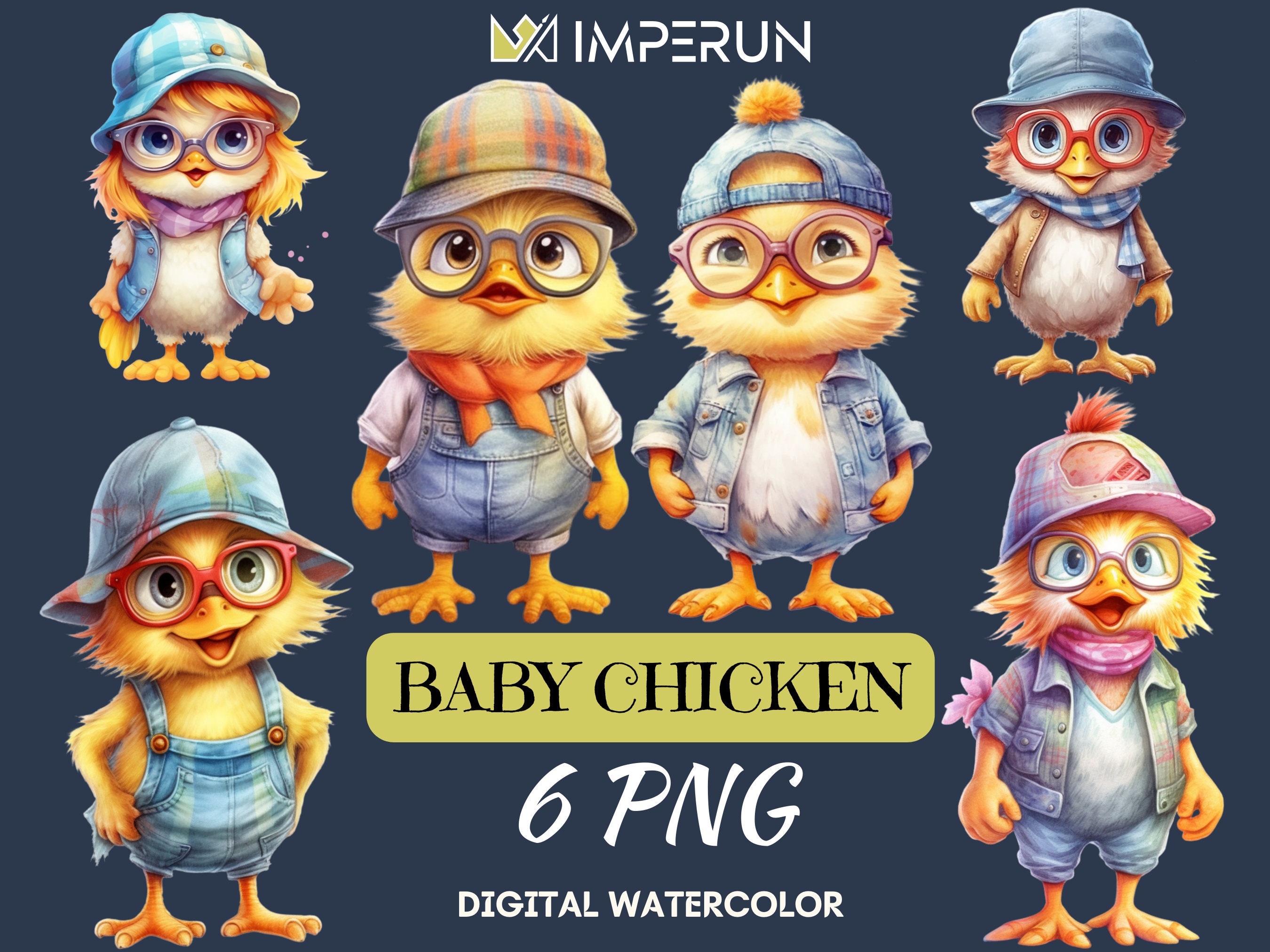 Chicken PNG, Baby Chick, Watercolor Chick Clipart, Illustrations, Cute ...