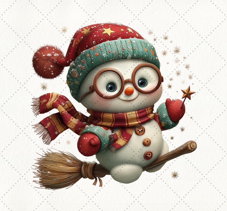 Wizard Snowman Clipart Set, Holiday Winter 11 PNG Bundle, Magical ...