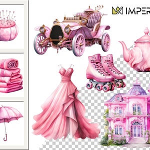 Vintage Pink Items, Pink Items Collection, Barbie-inspired, Watercolor ...