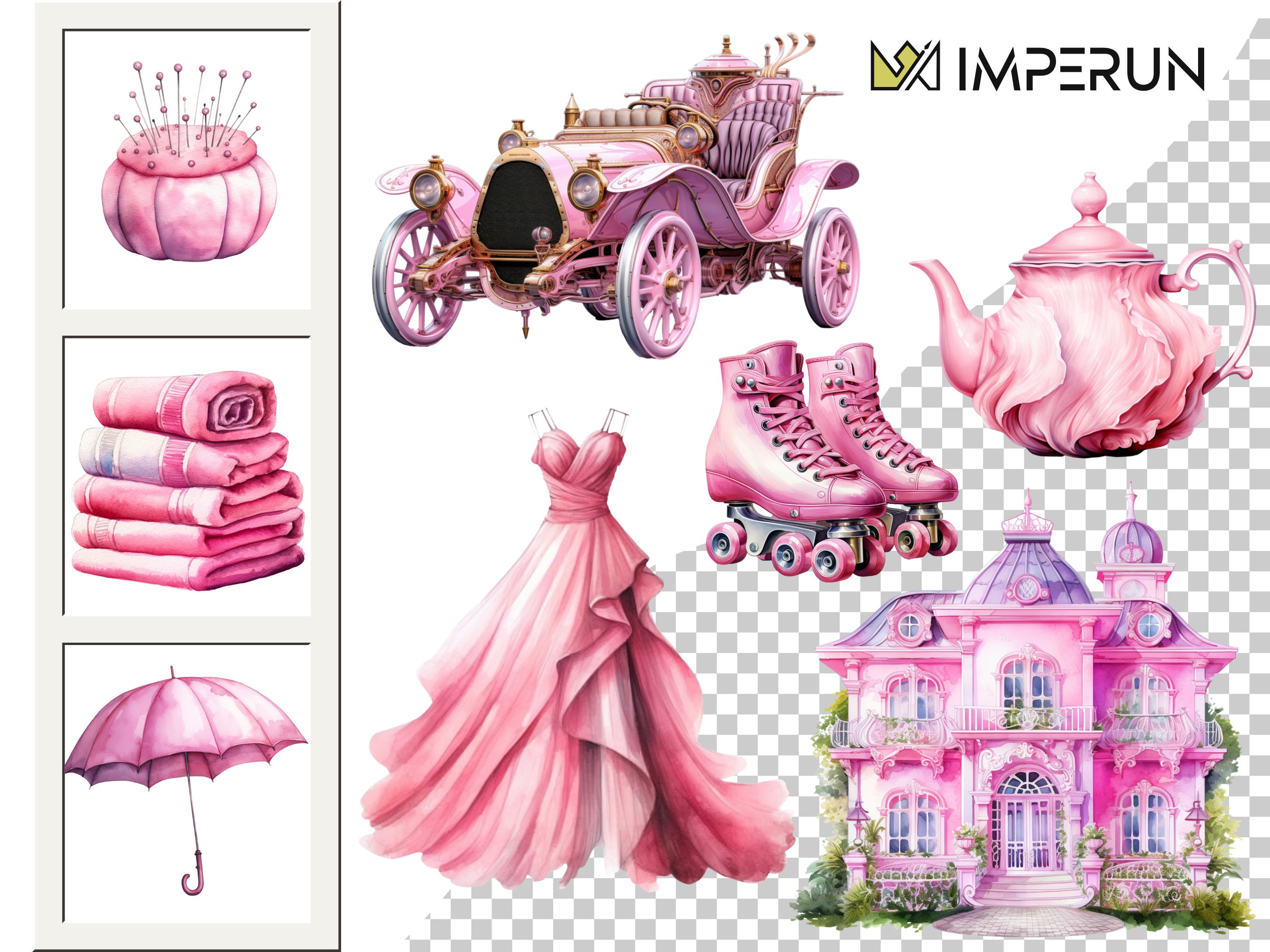 Vintage Pink Items, Pink Items Collection, Barbie-inspired, Watercolor ...
