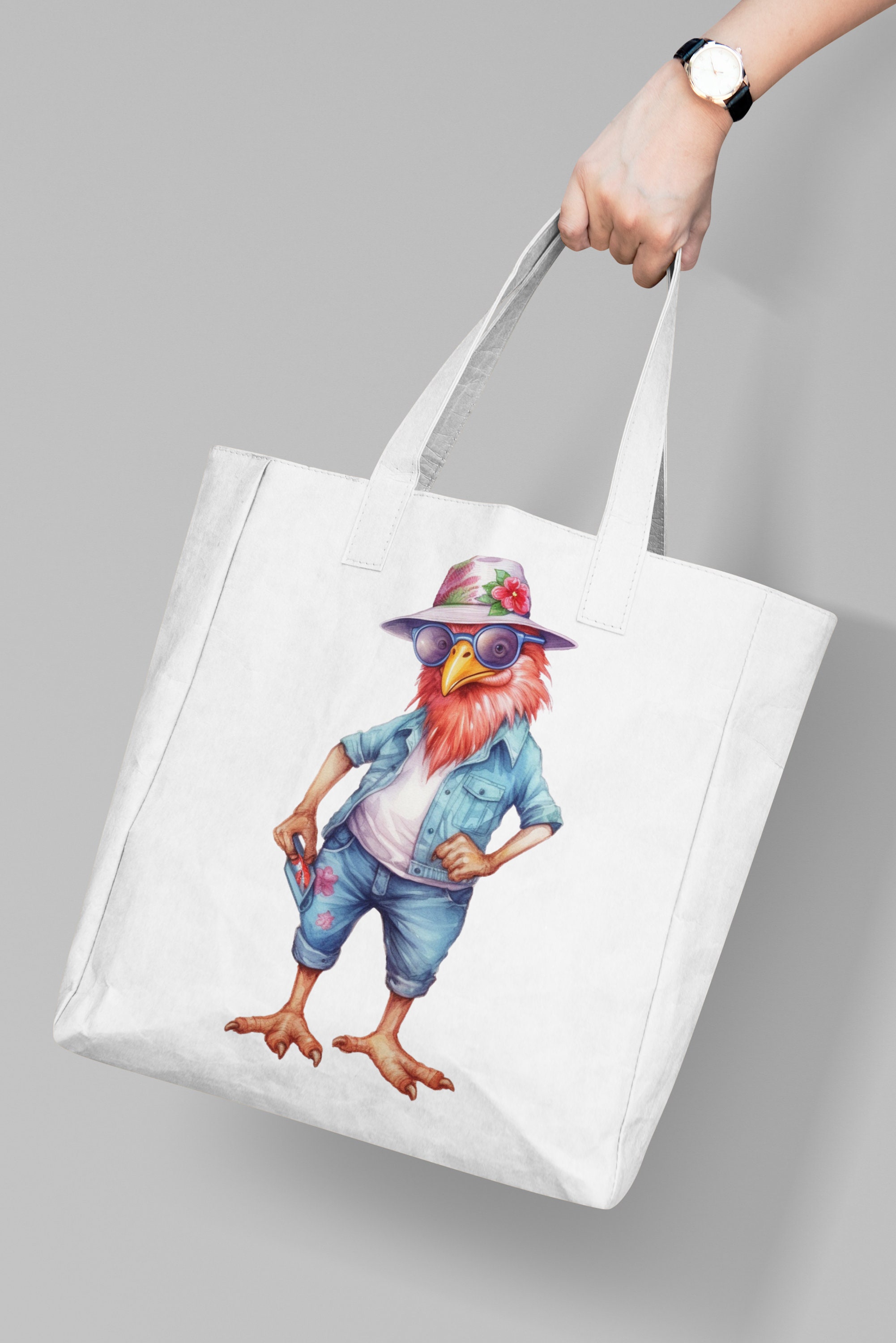 Funky and Fearless Chicken Watercolor Clipart Set 6 PNG Illustrations ...