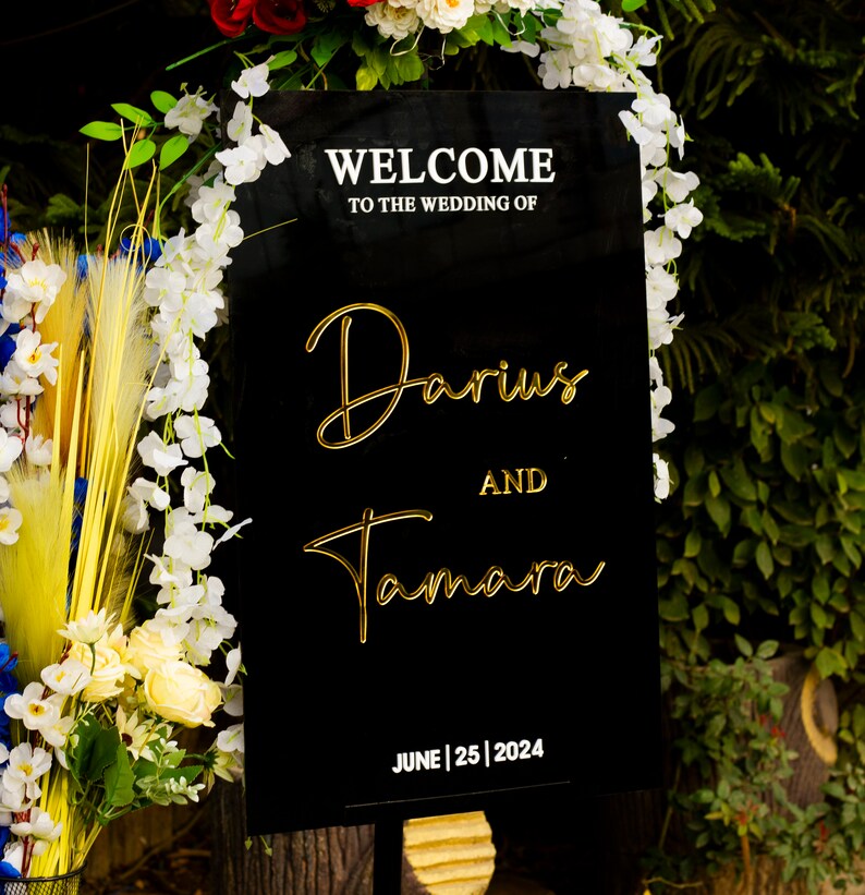 Black Acrylic Wedding Sign Board- Welcome Sign Board-acrylic Welcome ...