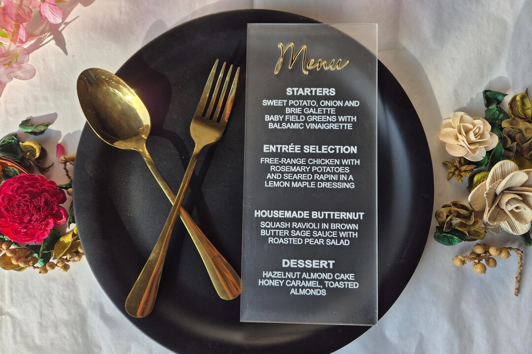 Acrylic Menu Card, Wedding Menu, Acrylic Wedding Menu Card, Party Menu ...