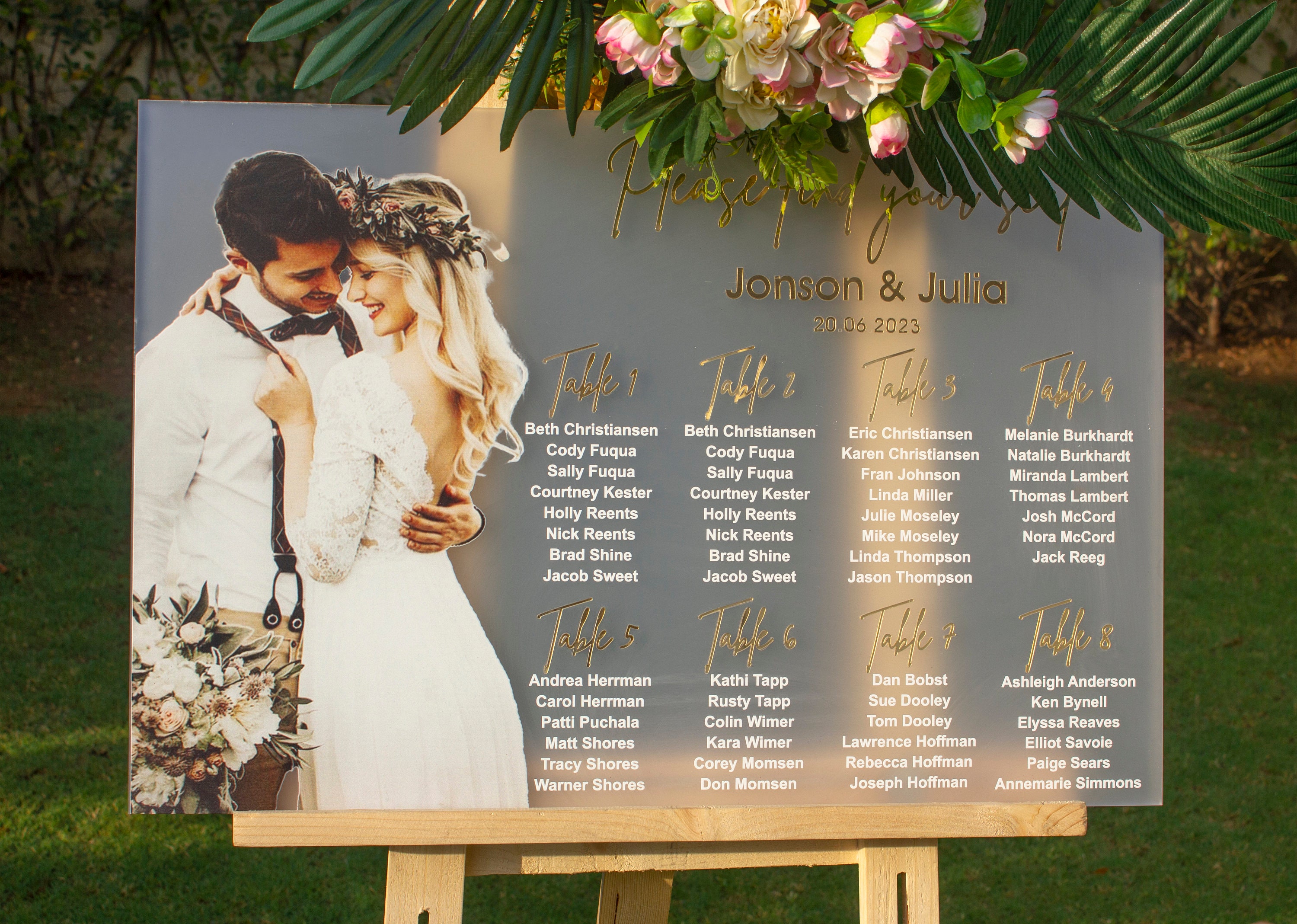 Custom Acrylic Wedding Seating Chart With Picture - Etsy