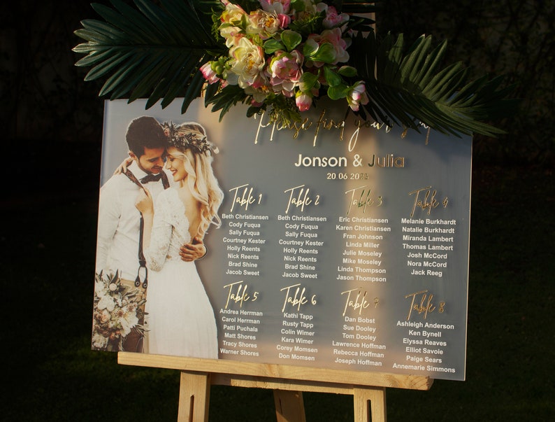 Custom Acrylic Wedding Seating Chart With Picture - Etsy
