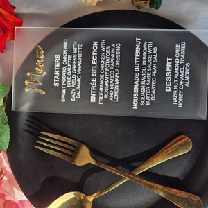 Custom Acrylic Wedding Menu Card: UV Printed, Gold/silver - Etsy