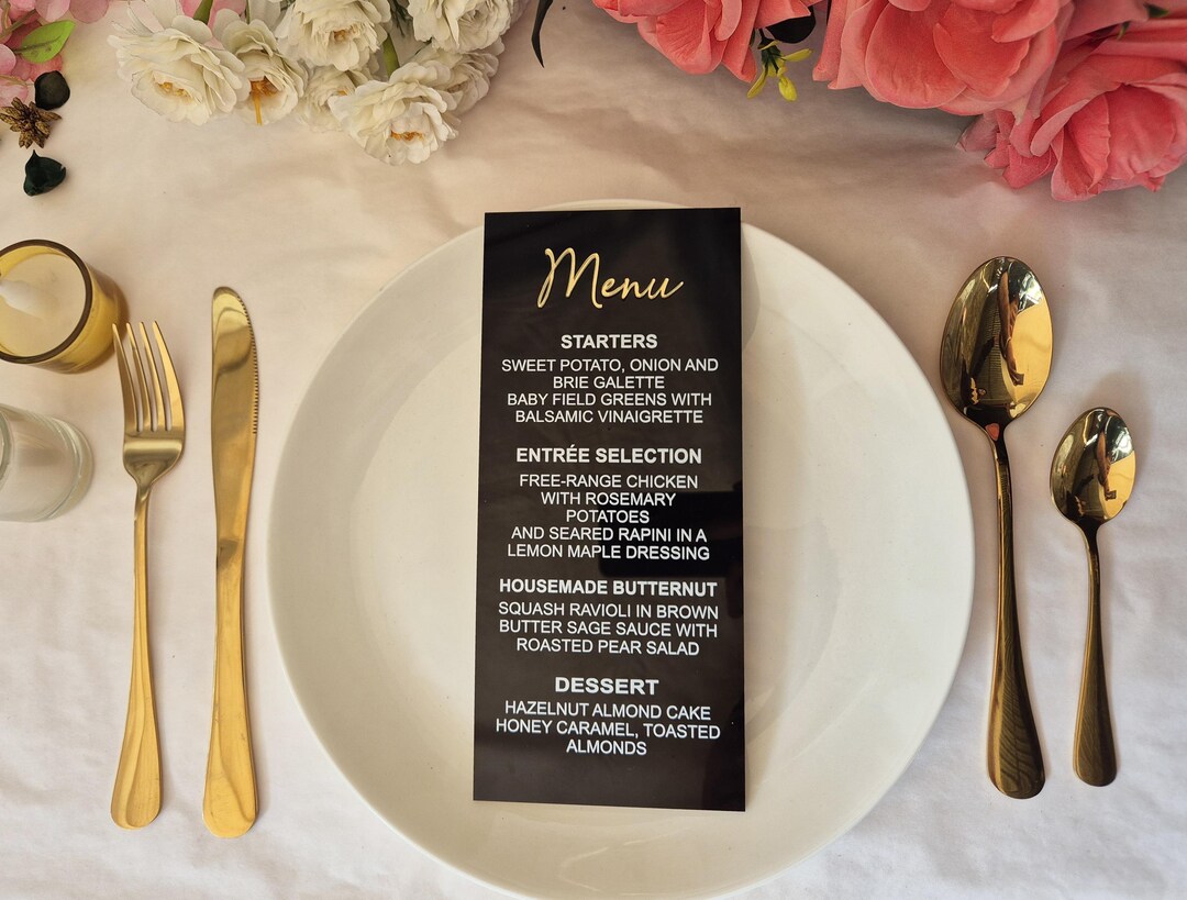 Acrylic Menu Card, Wedding Menu, Acrylic Wedding Menu Card, Party Menu ...