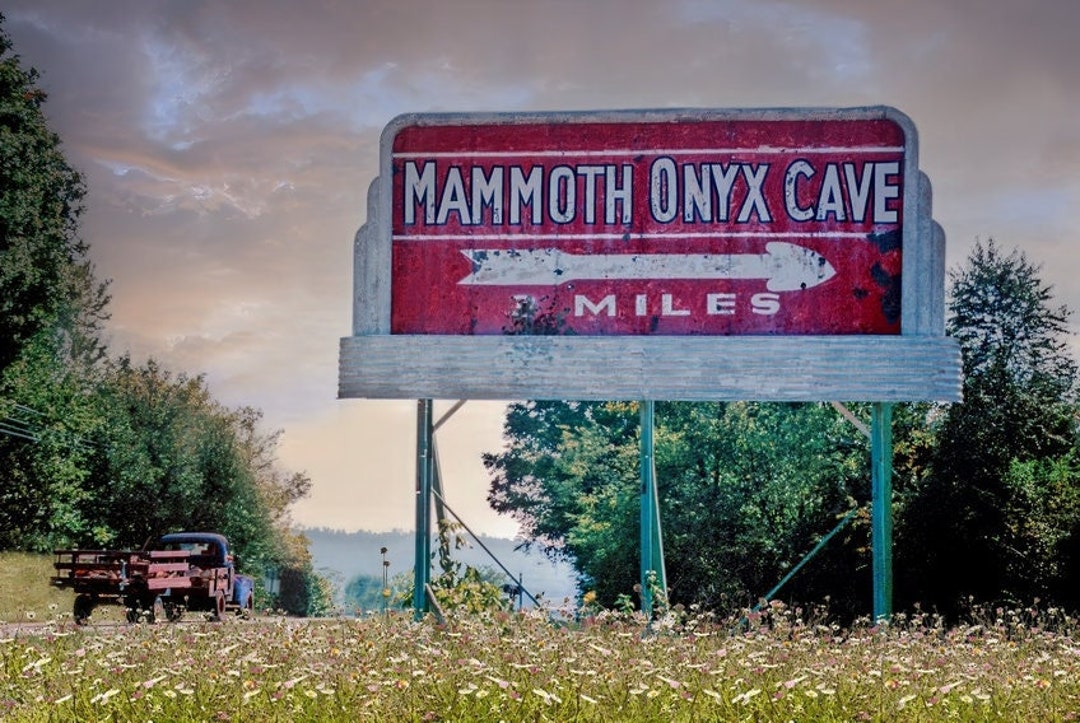Vintage Kentucky Road Sign Print: Mammoth Onyx Cave & Antique Truck - Etsy