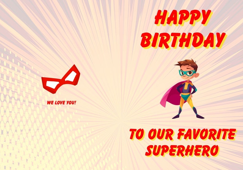 Happy Birthday Superhero Theme Card - Etsy