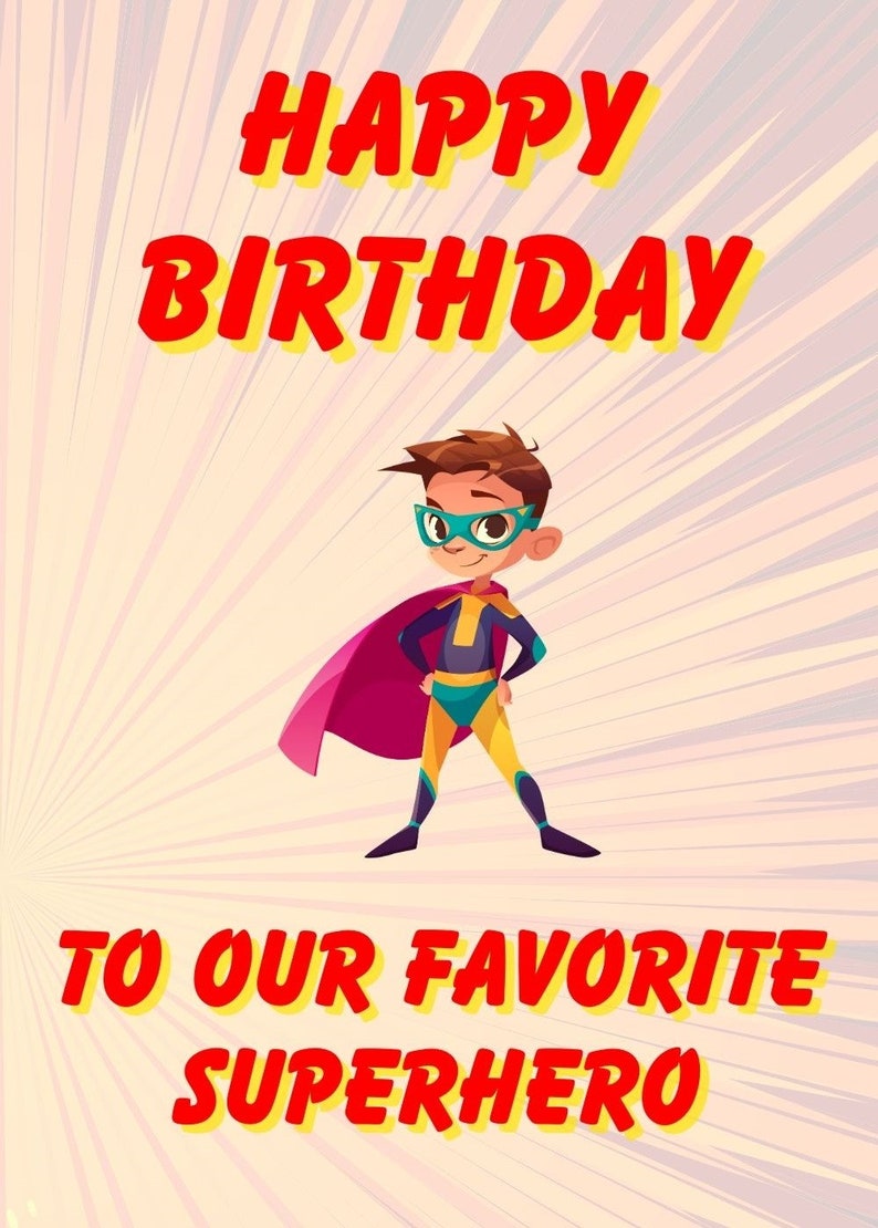 Happy Birthday Superhero Theme Card - Etsy