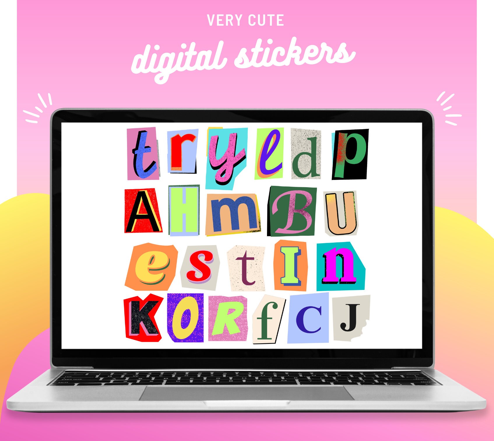 Digital Stickers /aesthetic /cutout Letters /alphabet /kawaii Printable ...
