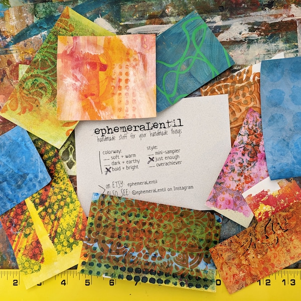Bold Bright Mini-sampler MYSTERY PACK Handmade Paper Ephemera Junk ...