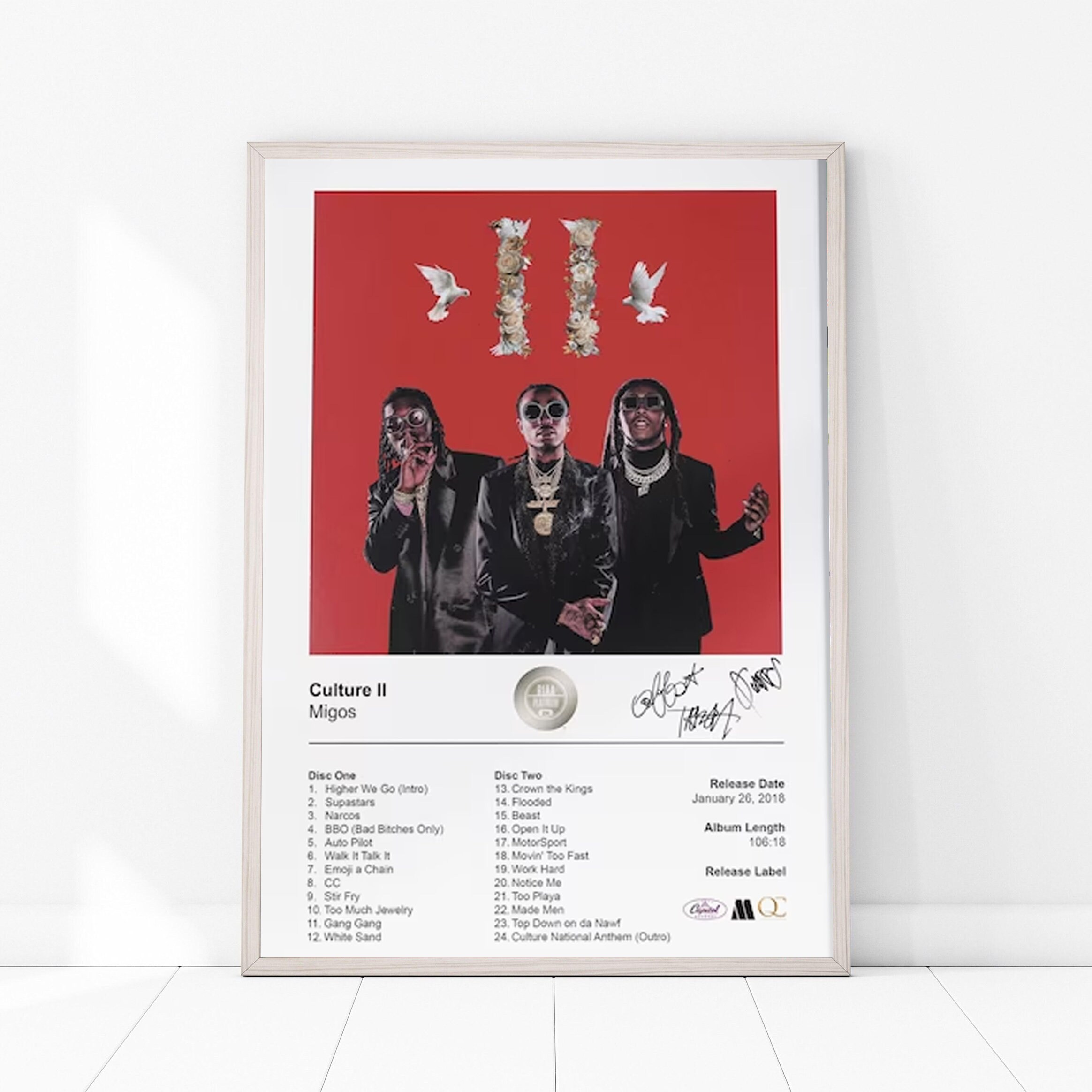 Migos Poster, Album Cover Poster, Culture II Poster, Minimalist Vintage ...