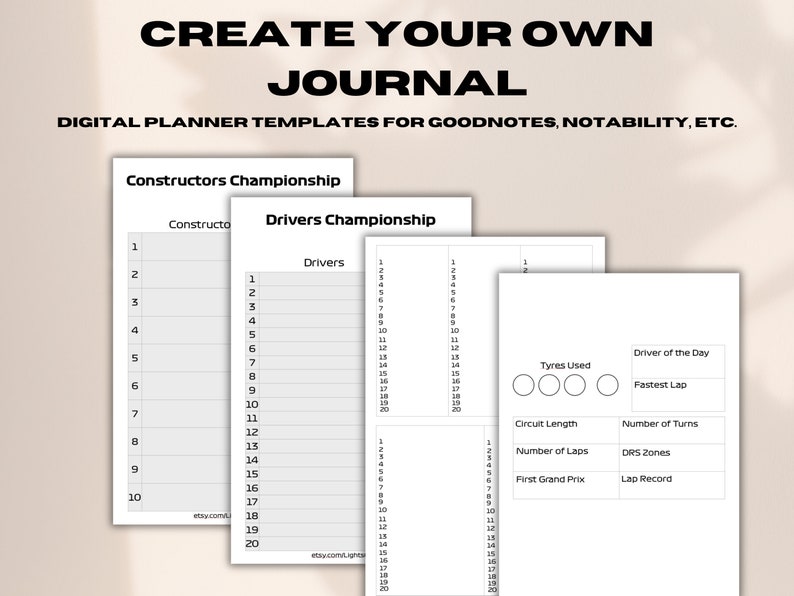 Formula 1 Journal Templates - Etsy