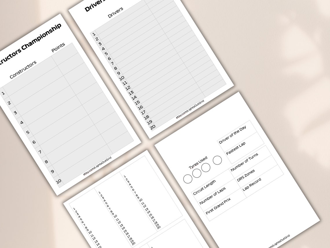 Formula 1 Journal Templates - Etsy