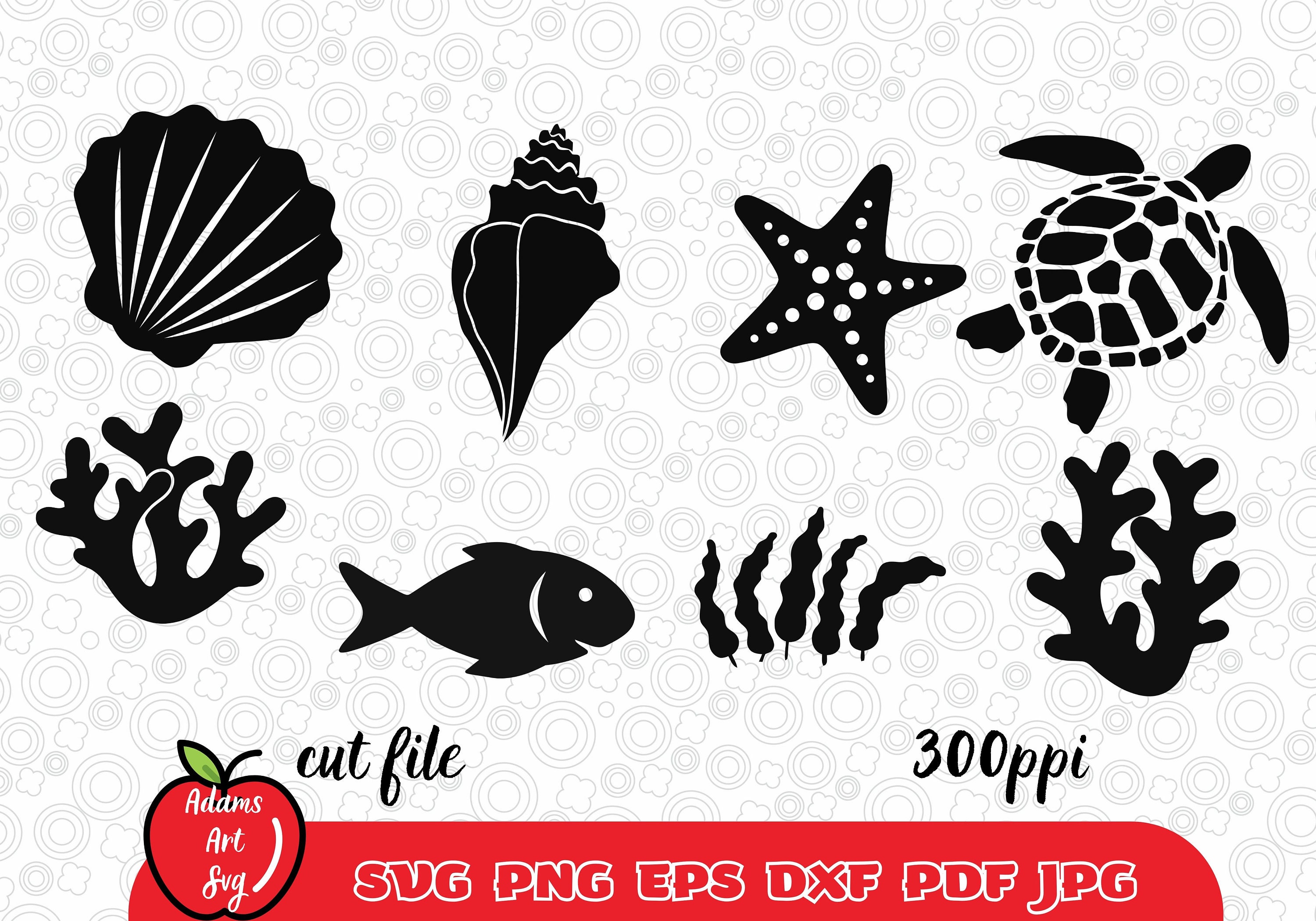 Ocean Animals SVG, Sea Creatures Svg,under the Sea Png , Sea Shell,fish ...