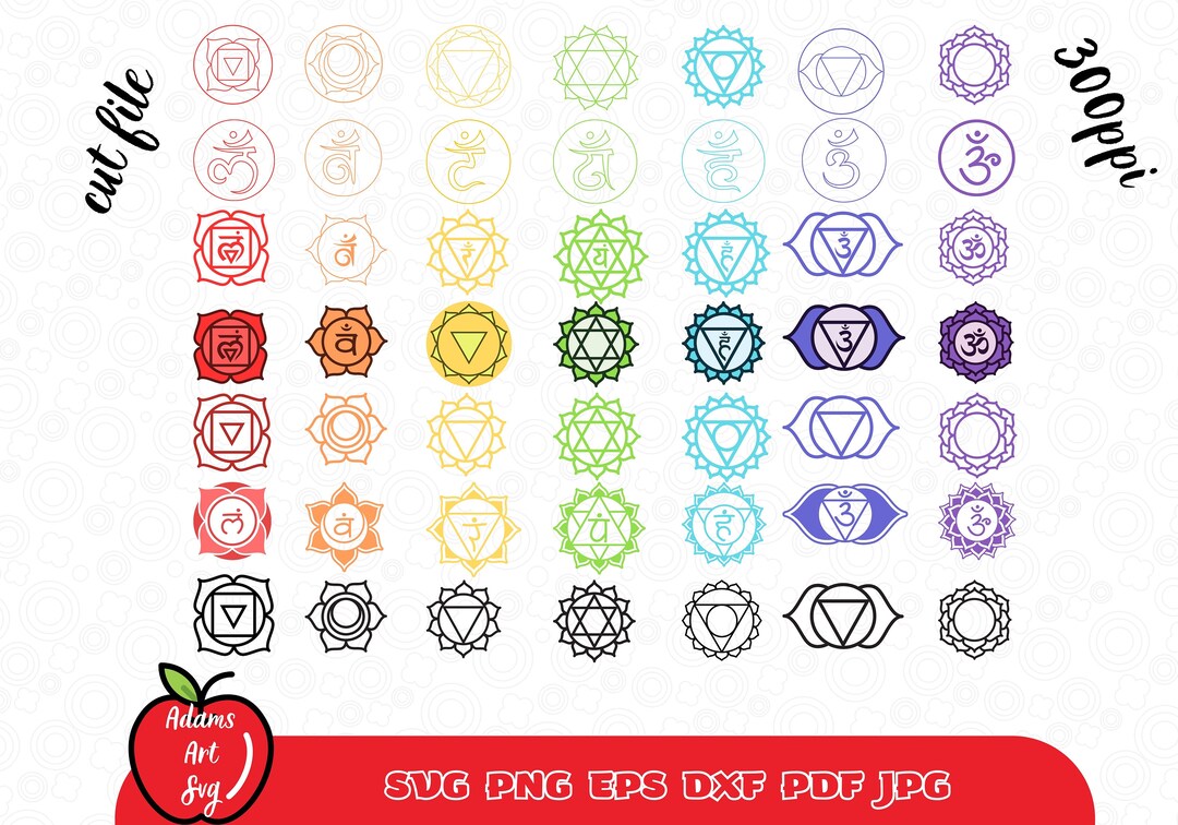 Chakra Svg Bundle 49 Chakras Svg Chakra Symbol Svg Yoga - Etsy New Zealand