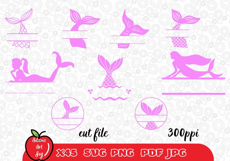 Mermaid Tail Split Monogram SVG Mermaid Scales SVG Mermaid - Etsy
