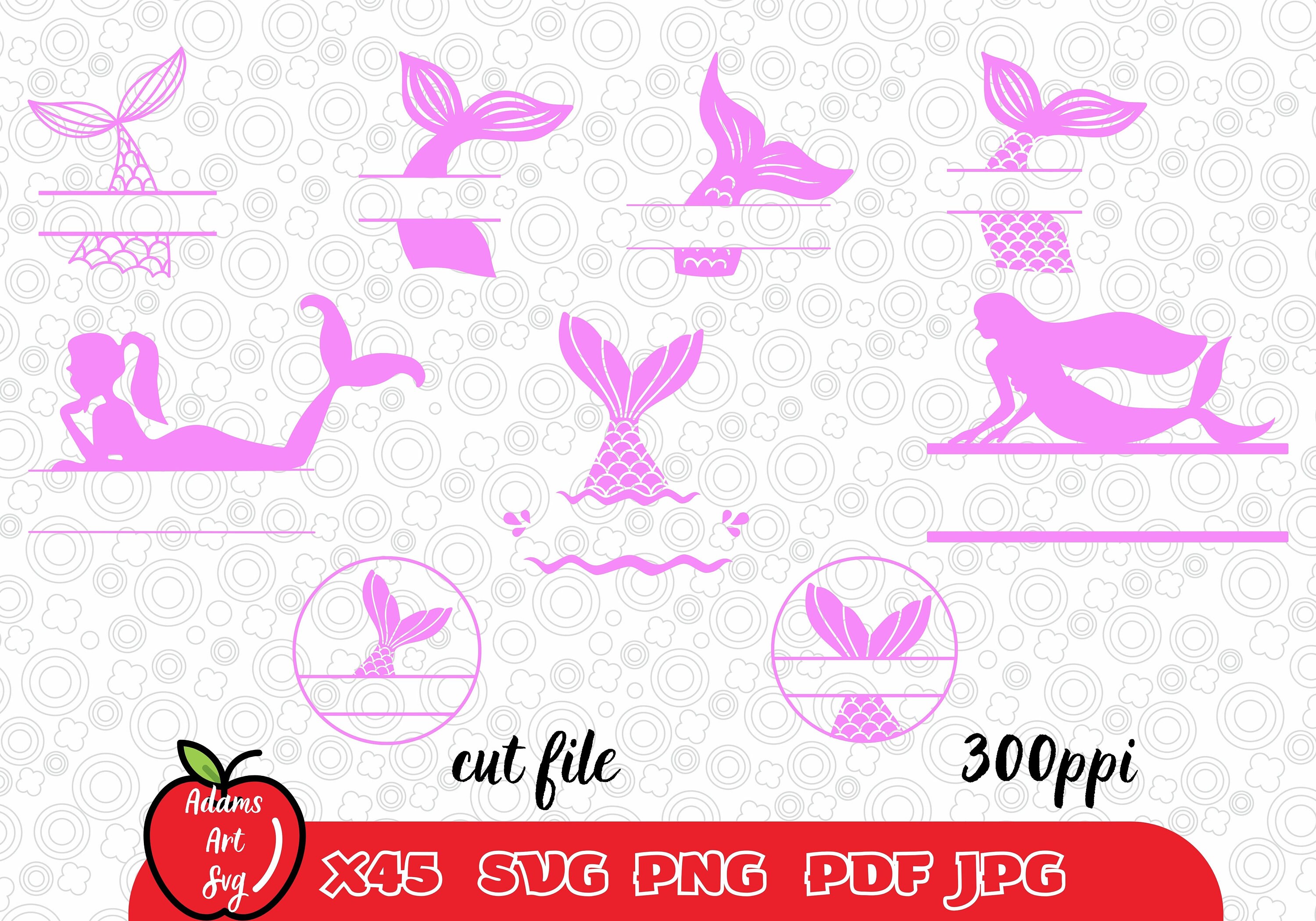 Mermaid Tail Split Monogram SVG Mermaid Scales SVG Mermaid - Etsy