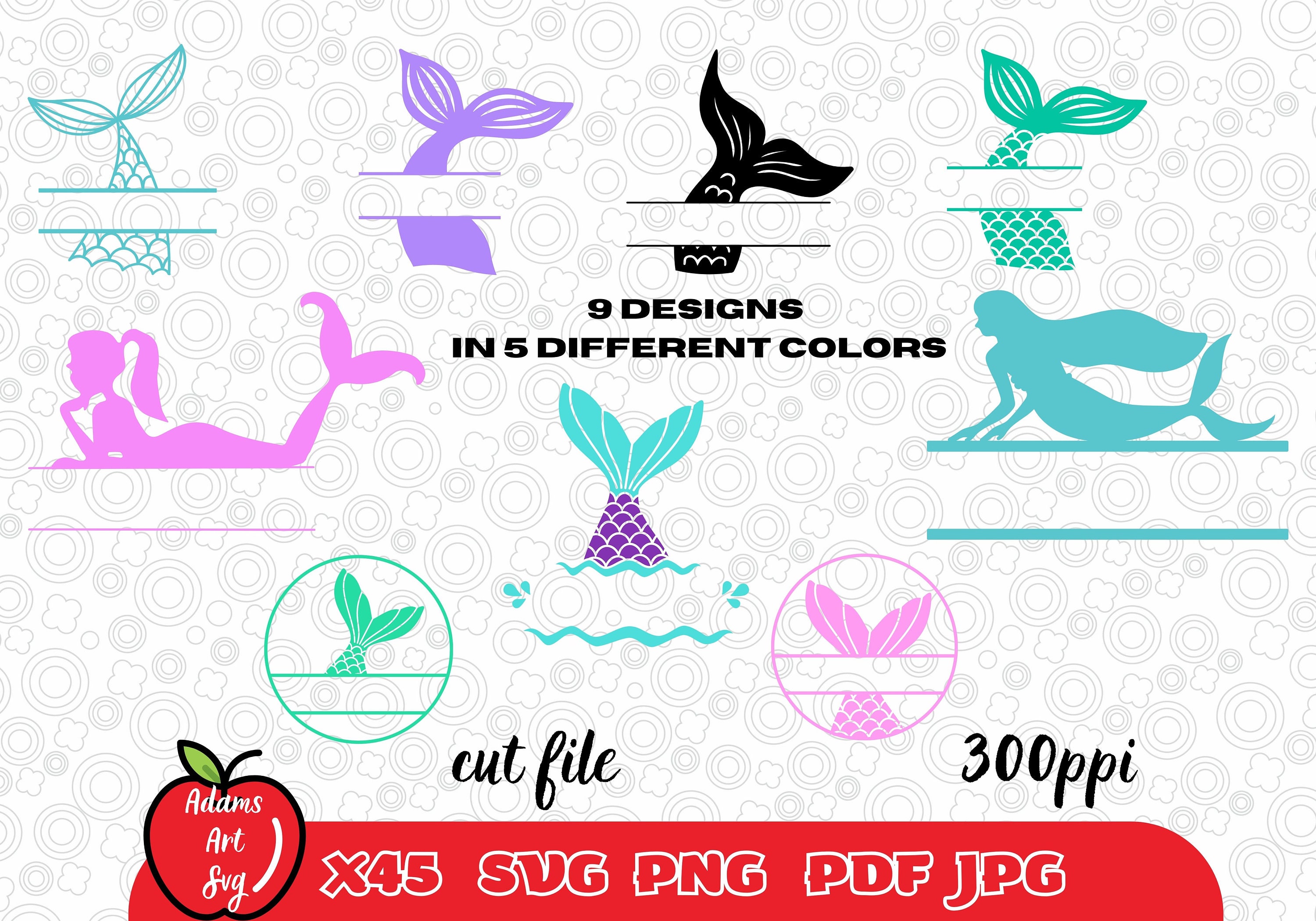 Mermaid Tail Split Monogram SVG Mermaid Scales SVG Mermaid - Etsy
