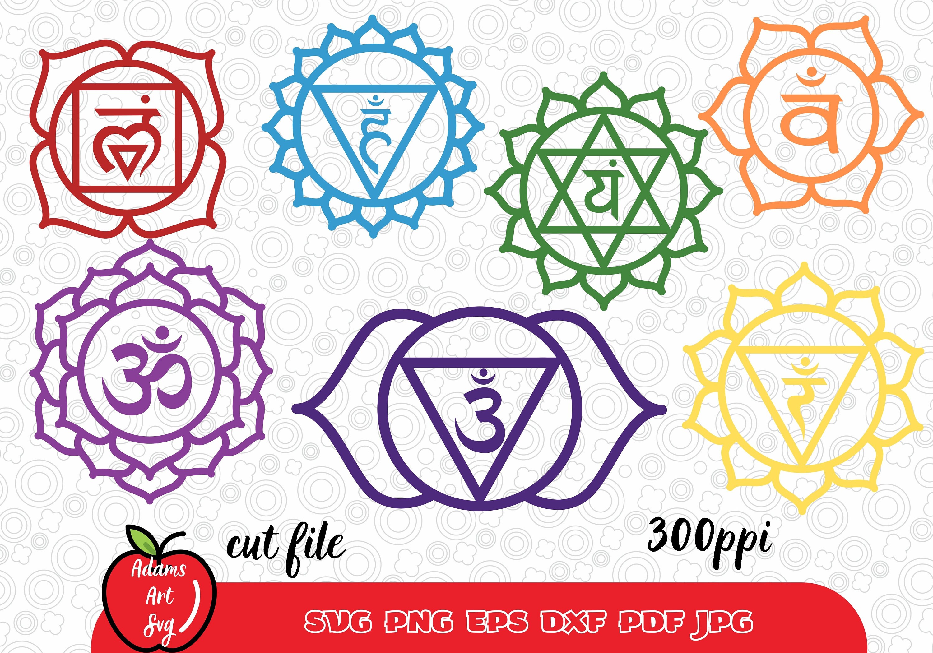 7 Chakras Svg Files ,chakra Symbol Svg,yoga Svg, Buddha Svg, Chakras ...