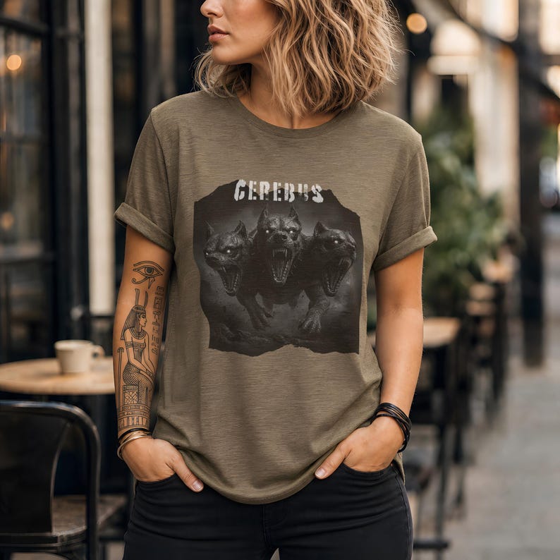Cerebus T-shirt, Hounds of Hell, Greek Mythology, Three Headed Dog Tee ...