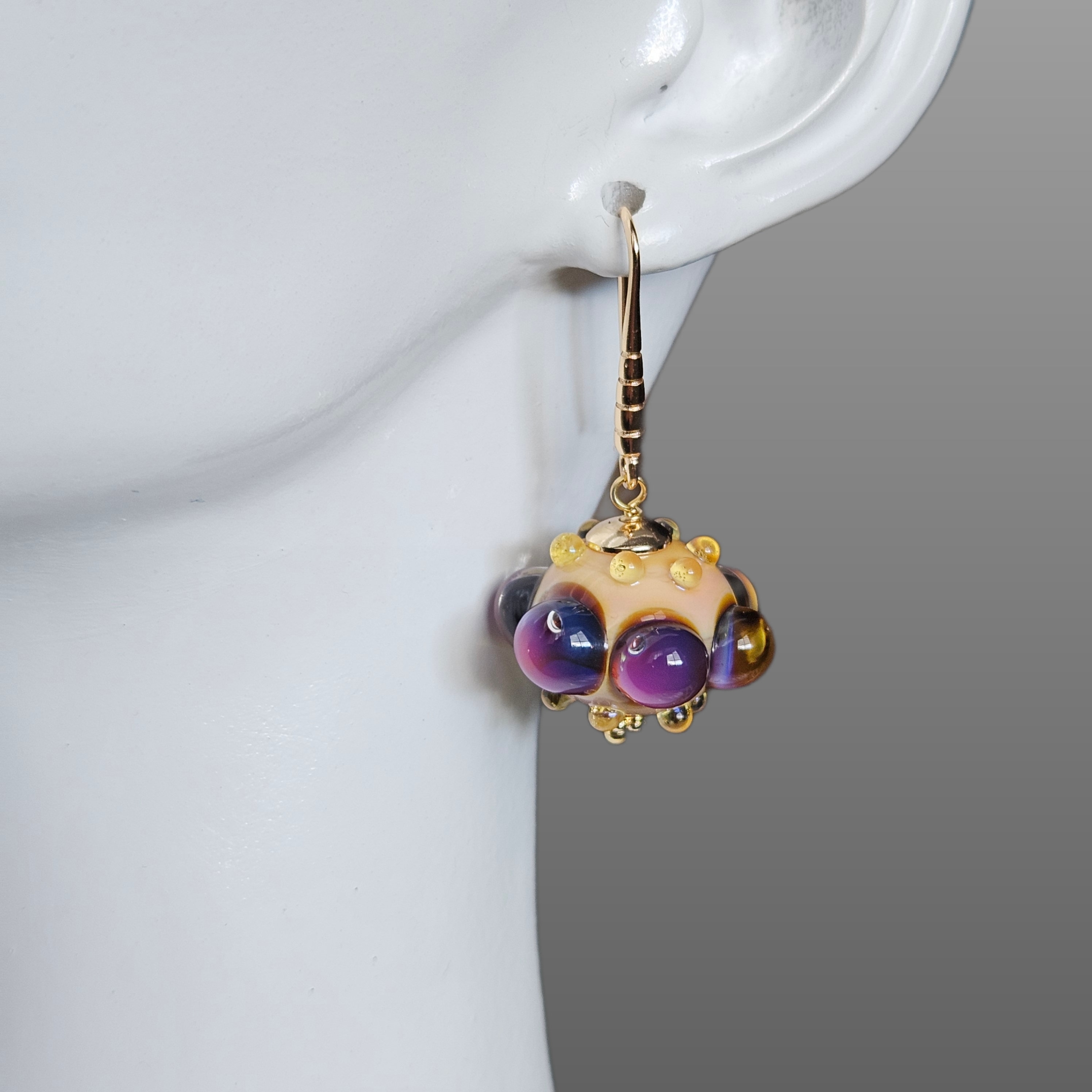 Aesthetic Earrings With Lampwork Beads. Fused Glass Earrings Artsy ...