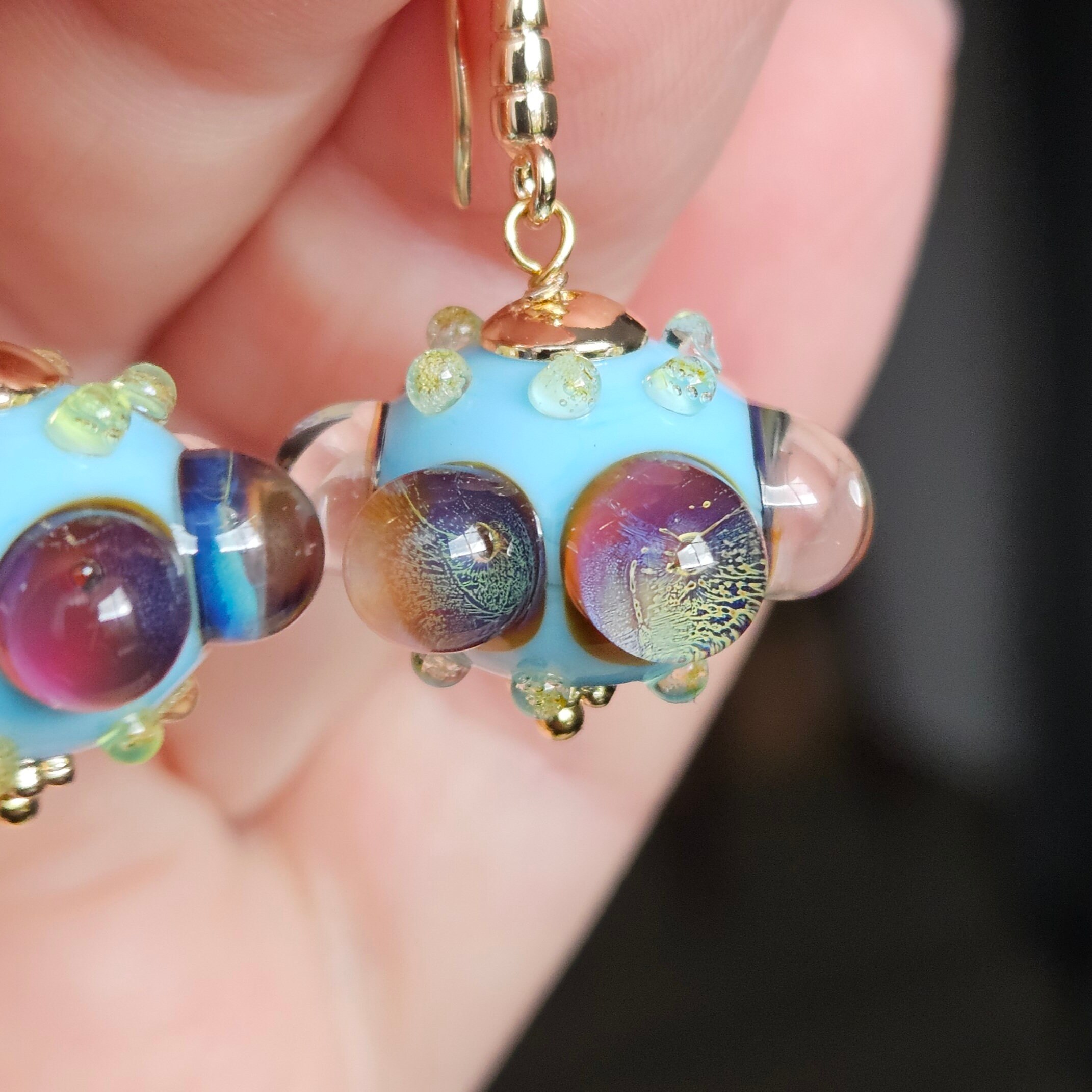 Aesthetic Earrings With Lampwork Beads. Fused Glass Earrings Artsy ...