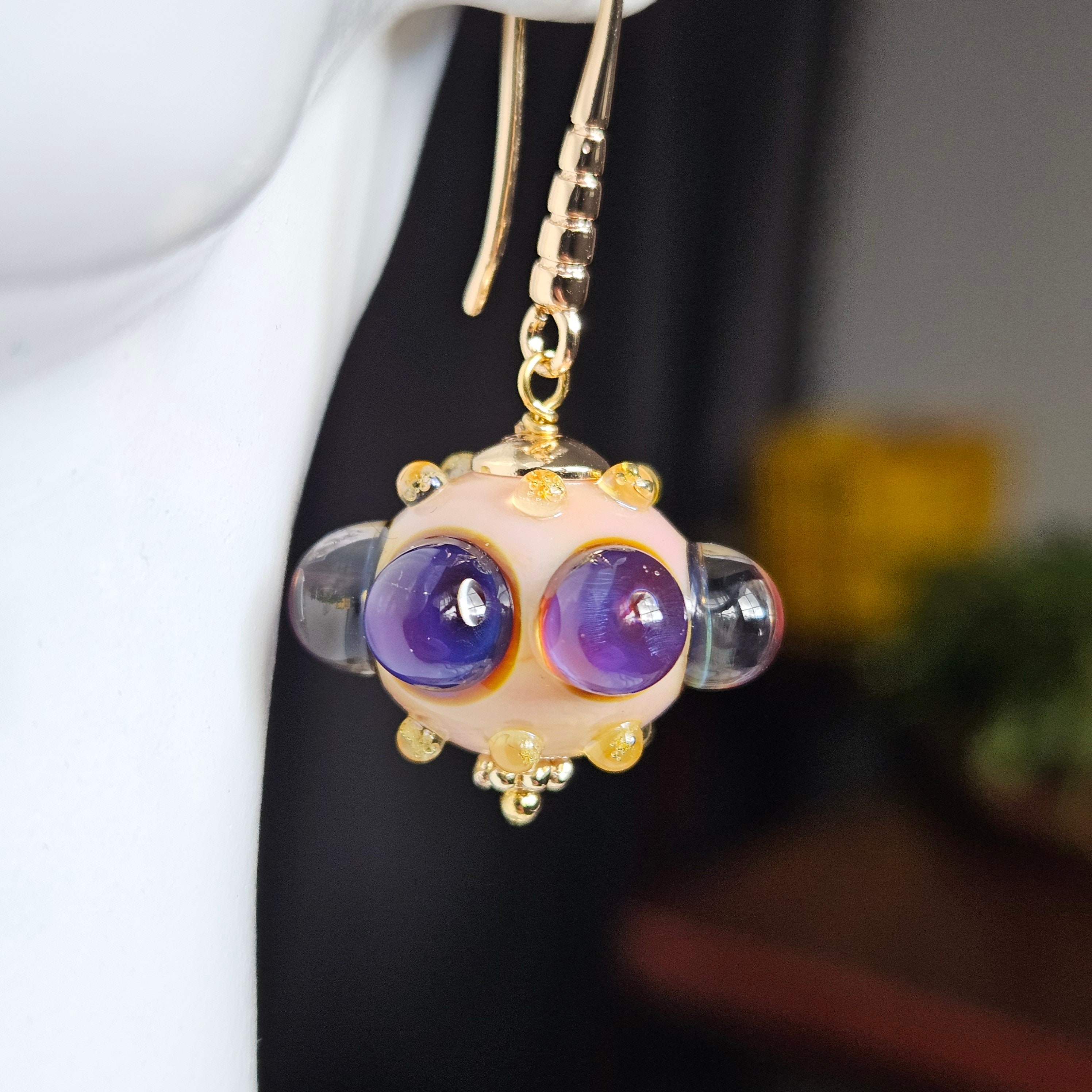 Aesthetic Earrings With Lampwork Beads. Fused Glass Earrings Artsy ...