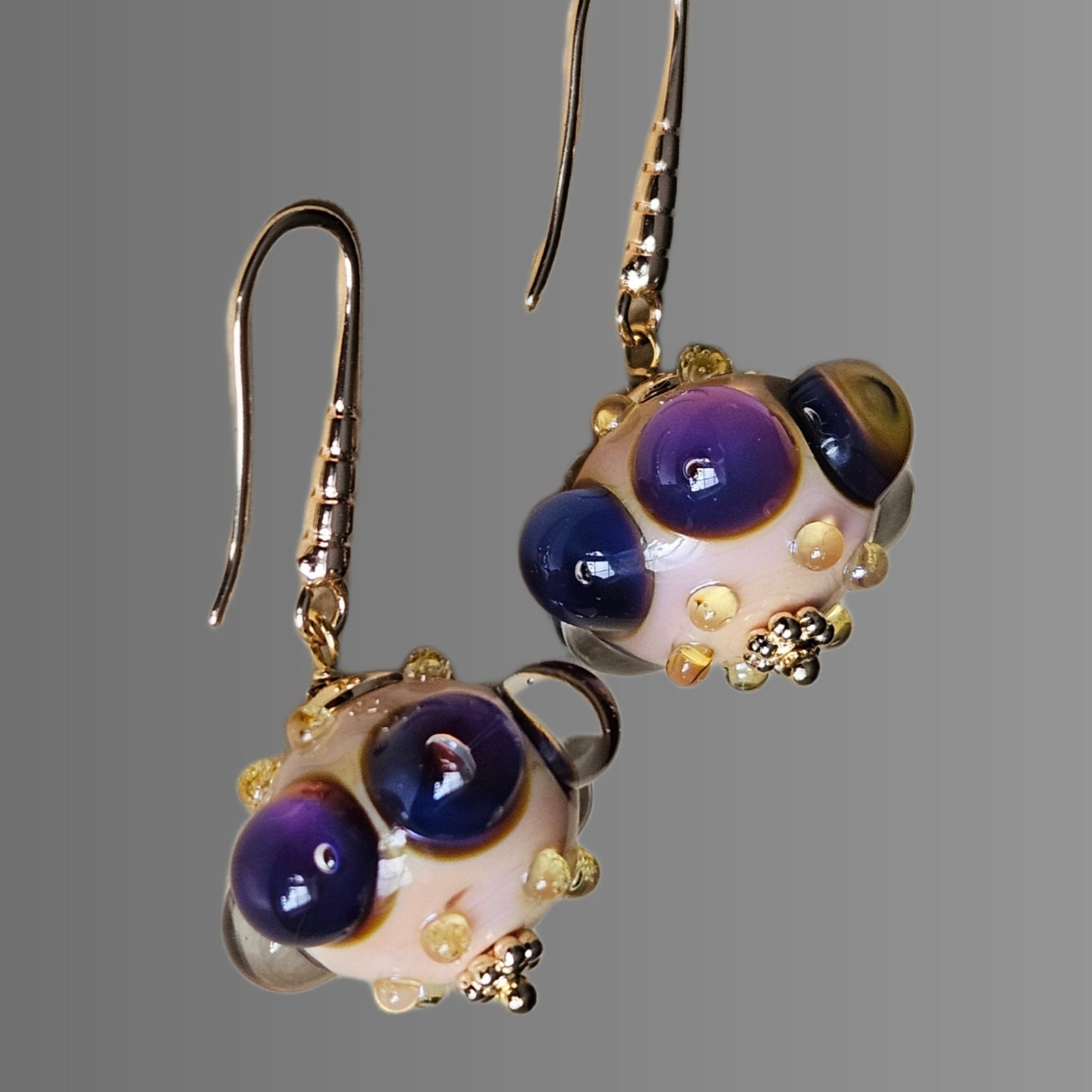Aesthetic Earrings With Lampwork Beads. Fused Glass Earrings Artsy ...