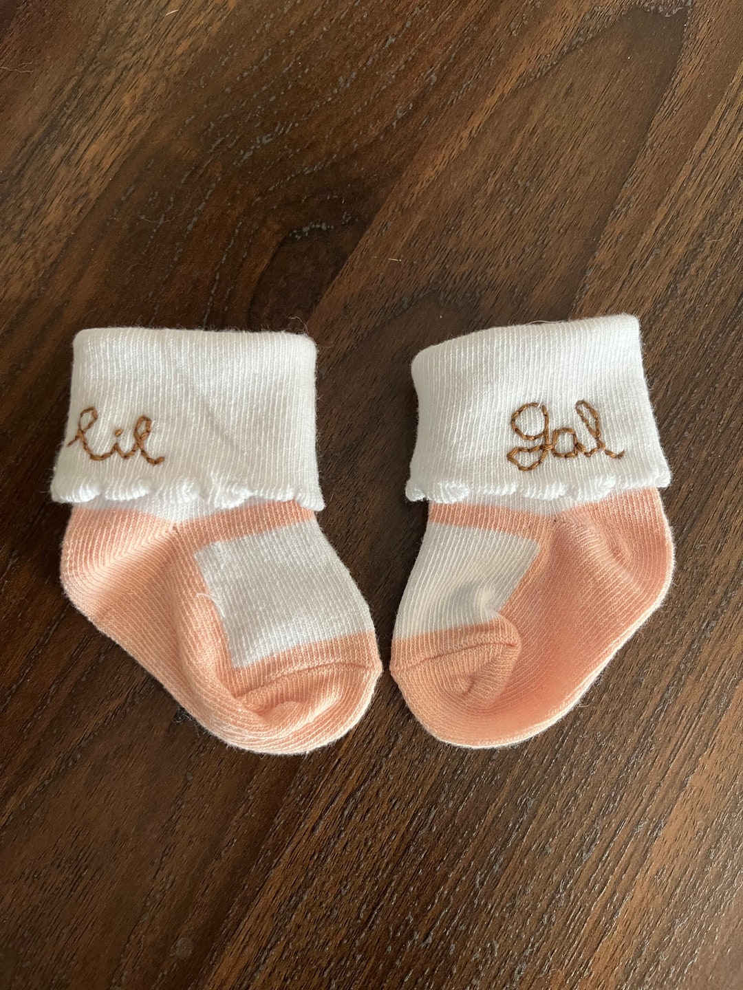 Lil Gal 0-6 Months Pink Hand Embroidered Baby Socks - Etsy