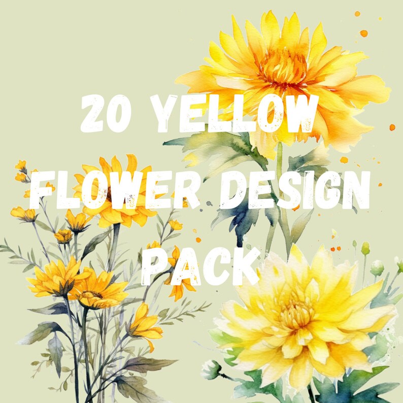 Yellow Flower Clipart PNG Instant Download Summer Design Digital ...