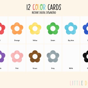 PRINTABLE 12 Color Flashcards, Montessori Cards, Pre-school Cards ...
