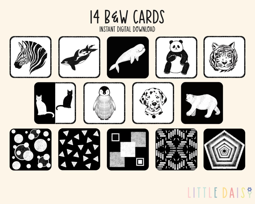 PRINTABLE 14 Unique High Contrast Baby Cards, Sensory Cards, Montessori ...