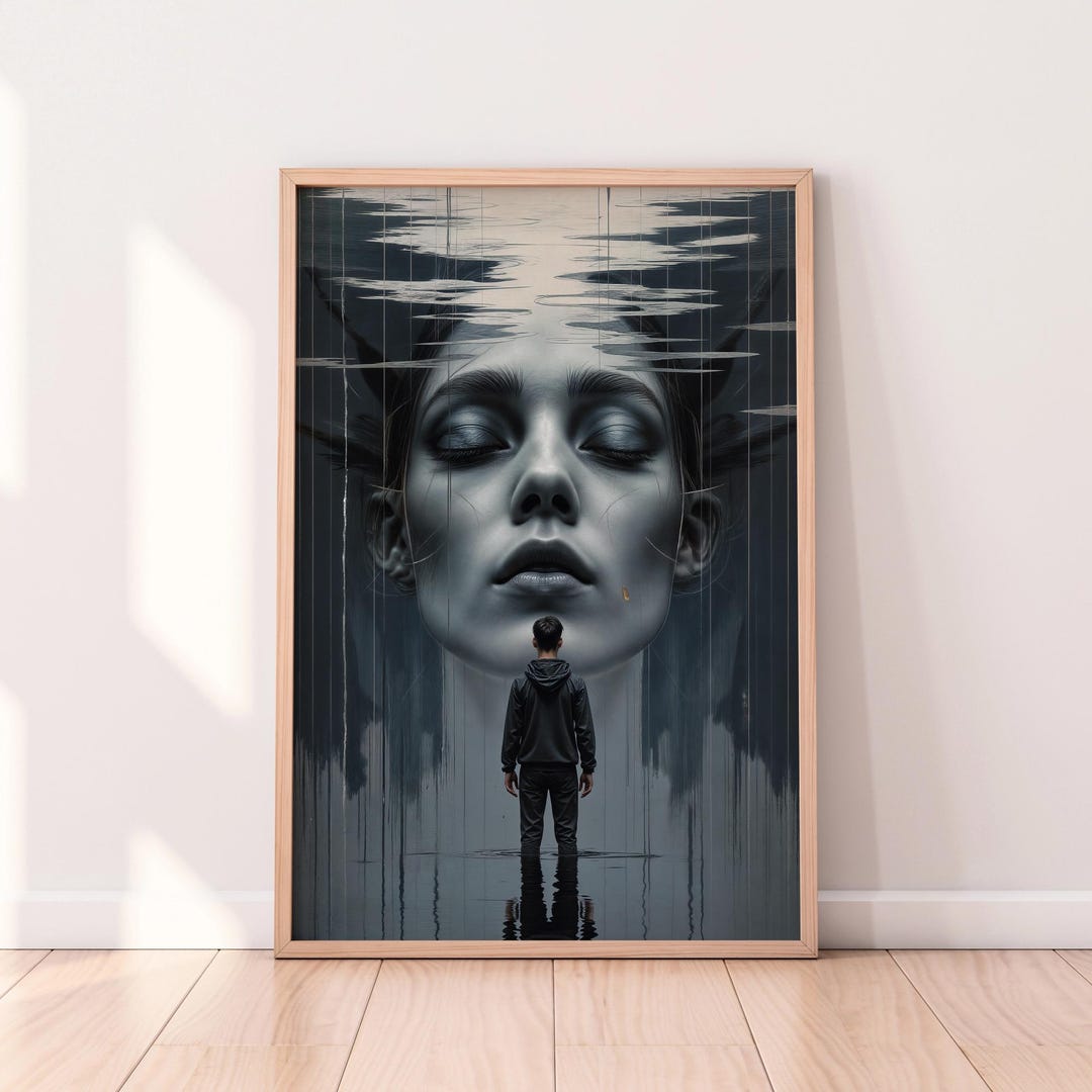 Surreal Woman Face Reflection Art Print: Dark Fantasy Home Decor ...