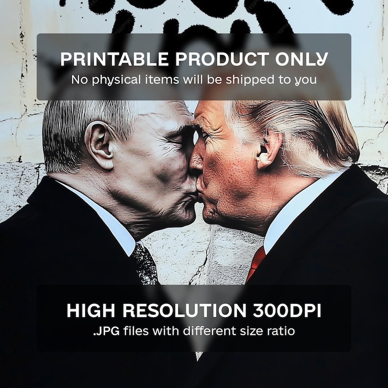 Donald Trump and Vladimir Putin Kiss – Sarcastic Canvas Print ...