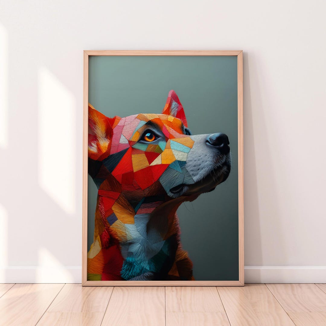 Colorful Geometric Dog Art - Abstract Polygonal Animal Portrait ...