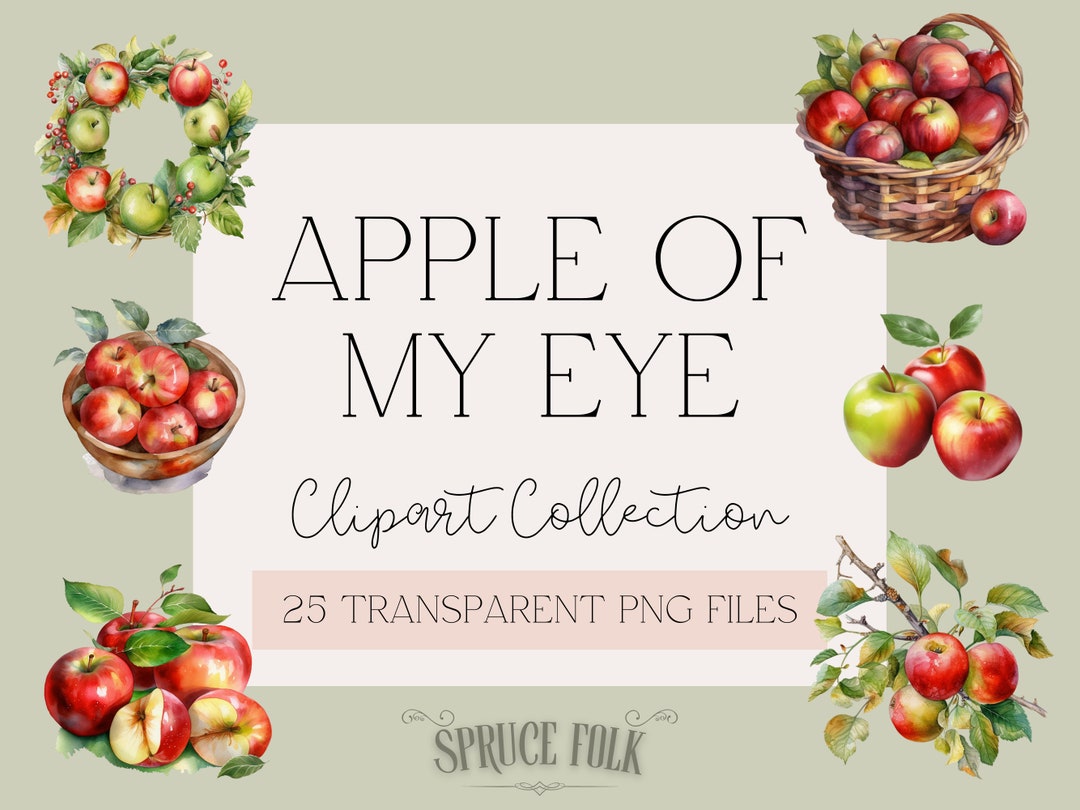 Watercolor Apple Themed Clipart Collection of 25 Apple of - Etsy