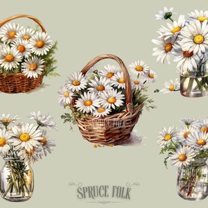 Watercolor Daisy Themed Clipart | Collection of 20 | Daisy Delight ...