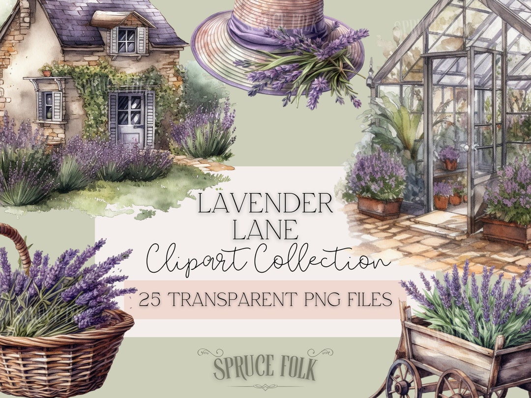 Watercolor Lavender Themed Clipart | Collection of 25 | Lavender Lane ...