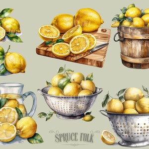 Watercolor Lemon Themed Clipart | Collection of 50 | Lemon Bliss Collection - Etsy