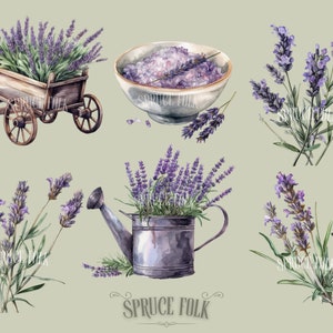 Watercolor Lavender Themed Clipart | Collection of 25 | Lavender Lane ...