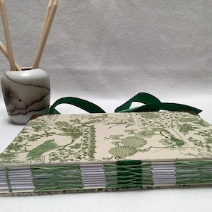 Handbound A5 Coptic Stitch Notebook: Green Oriental Fabric Cover - Etsy