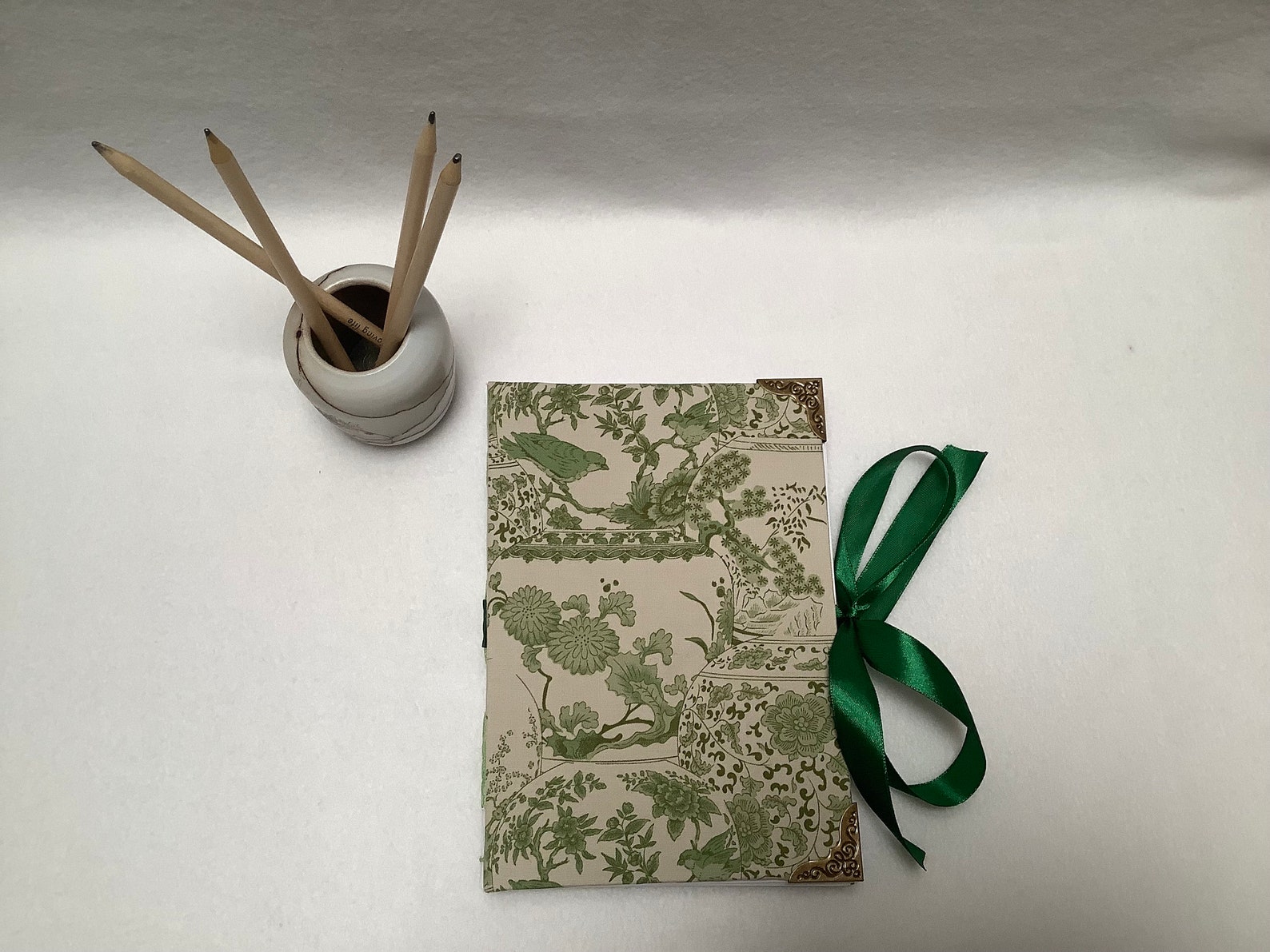 Handbound A5 Coptic Stitch Notebook: Green Oriental Fabric Cover - Etsy