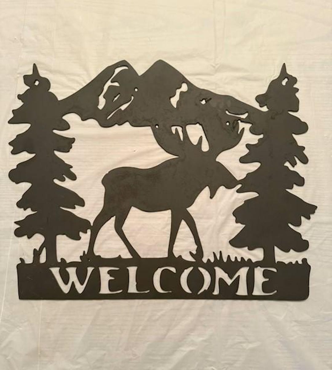 Metal Moose Welcome Sign - Etsy