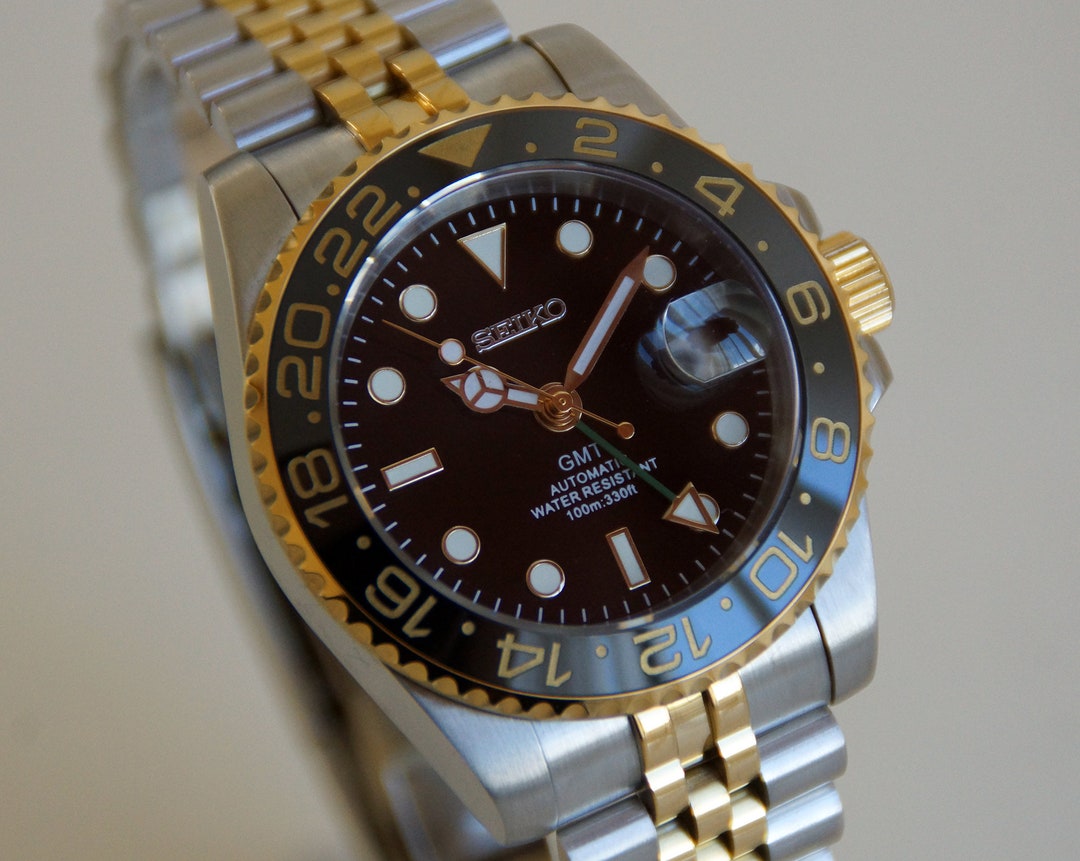 Seiko GMT Master NH34 Mechanical Gold & Silver - Etsy