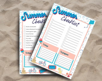 Summer Bucket List Printable, Summer Break Bucket List Template, Summer ...