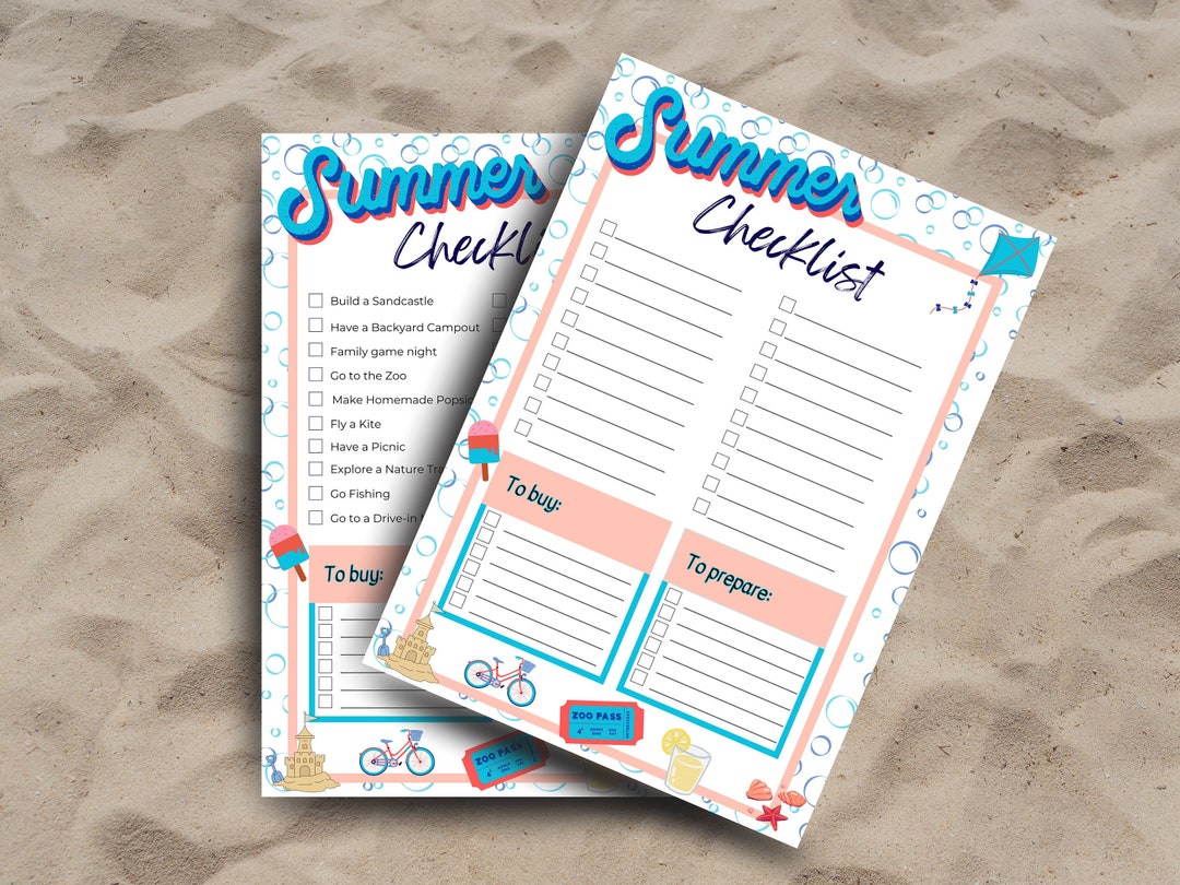 Summer Bucket List Printable, Summer Break Bucket List Template, Summer ...