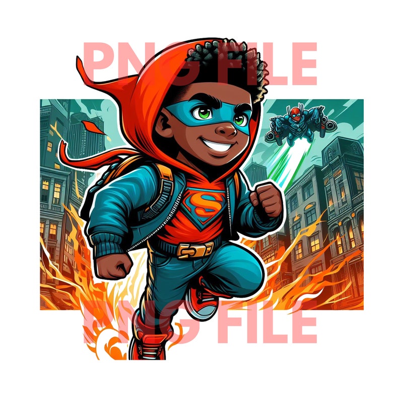African-american Kids Clipart, Black Boys, PNG File, Superhero, Black ...