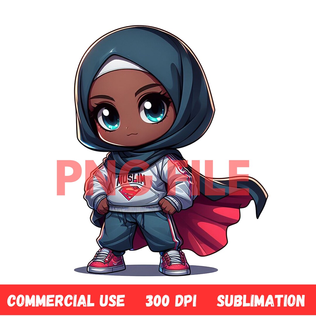 African-american, Muslim, Superhero, Chibi Clipart, Black Girls, PNG ...